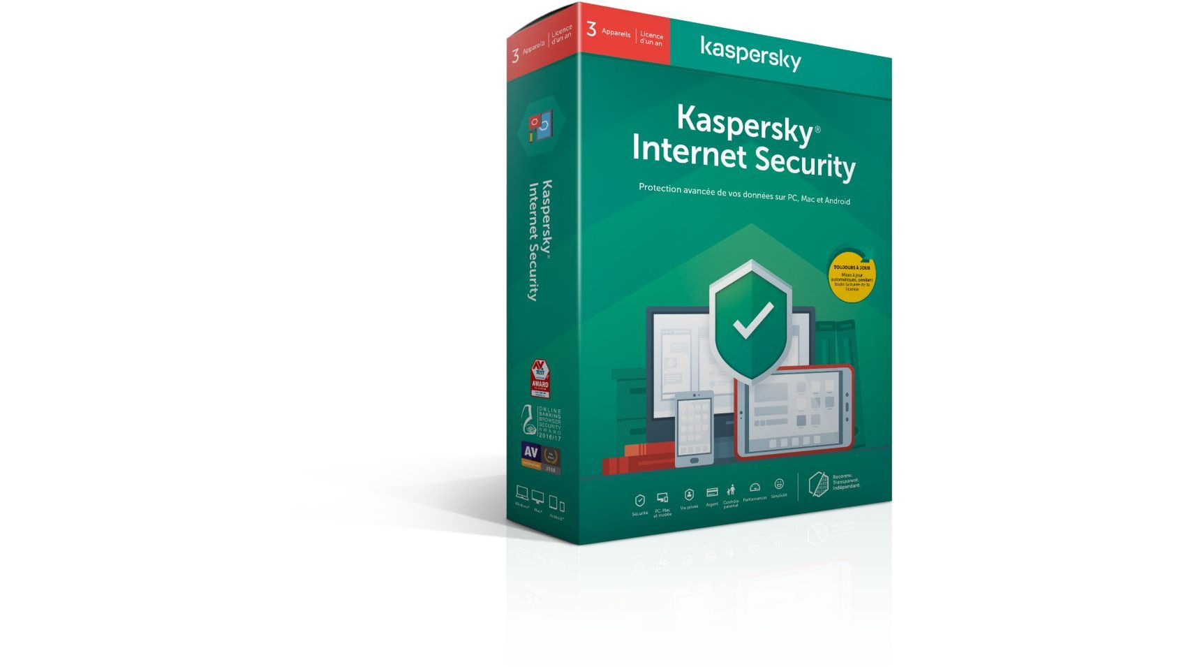 Kaspersky Internet Security 2020 1 an 3 Pc (Boîte) - infinytech-reunion