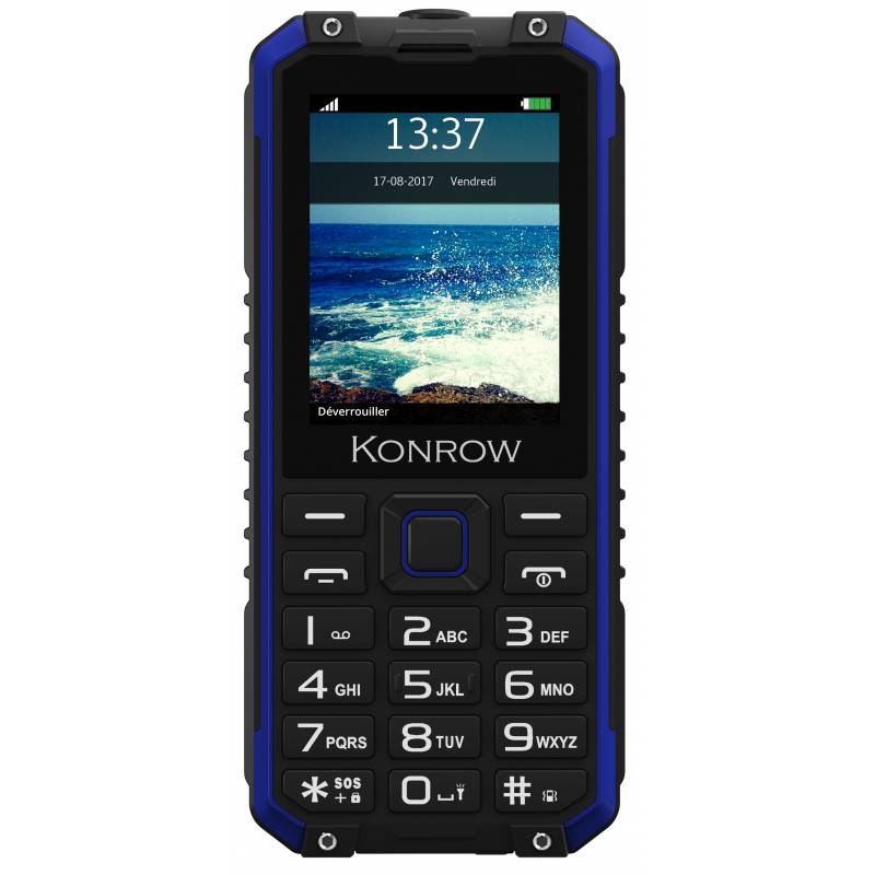 GSM KONROW Stone Pro 2,4" IP68 Noir/Bleu - infinytech-reunion
