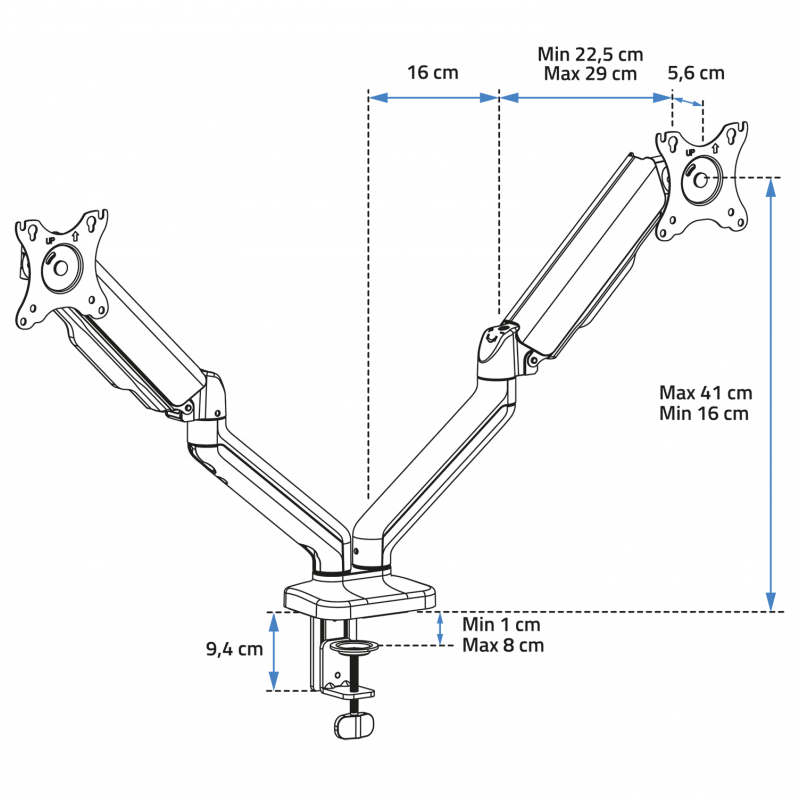 Support double écran ADVANCE ADV-ARM2M 17 à 32" Noir - infinytech-reunion