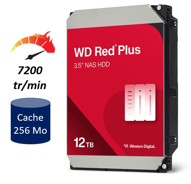 HDD 3.5 WESTERN DIGITAL Red Plus WD120EFBX 12To - infinytech-reunion