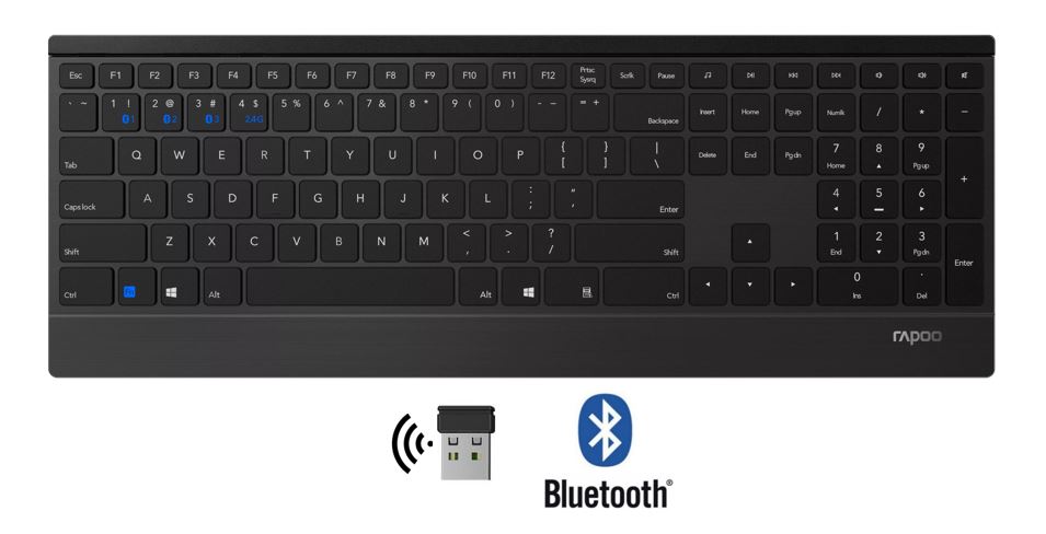 Clavier ultra-slim RAPOO E9500M Bluetooth et Sans Fil - infinytech-reunion