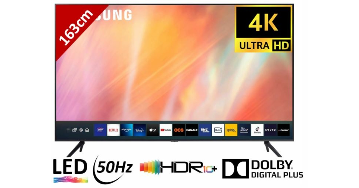 TV LED SAMSUNG UE65AU7105KXXC 65" 165cm 4K - infinytech-reunion
