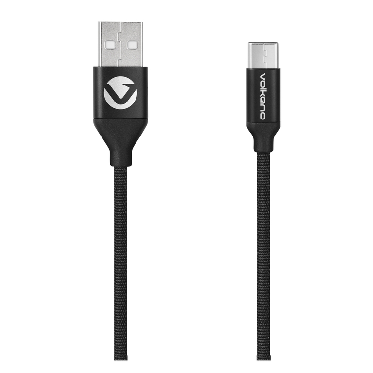 Câble VOLKANO USB vers Type-C 1,2m Noir - infinytech-reunion