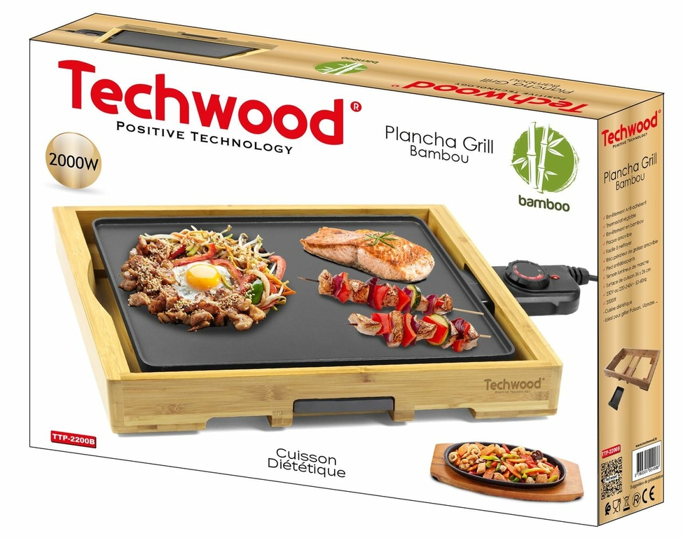 Plancha Grill Bambou TECHWOOD TTP-2200B 2000W - infinytech-reunion