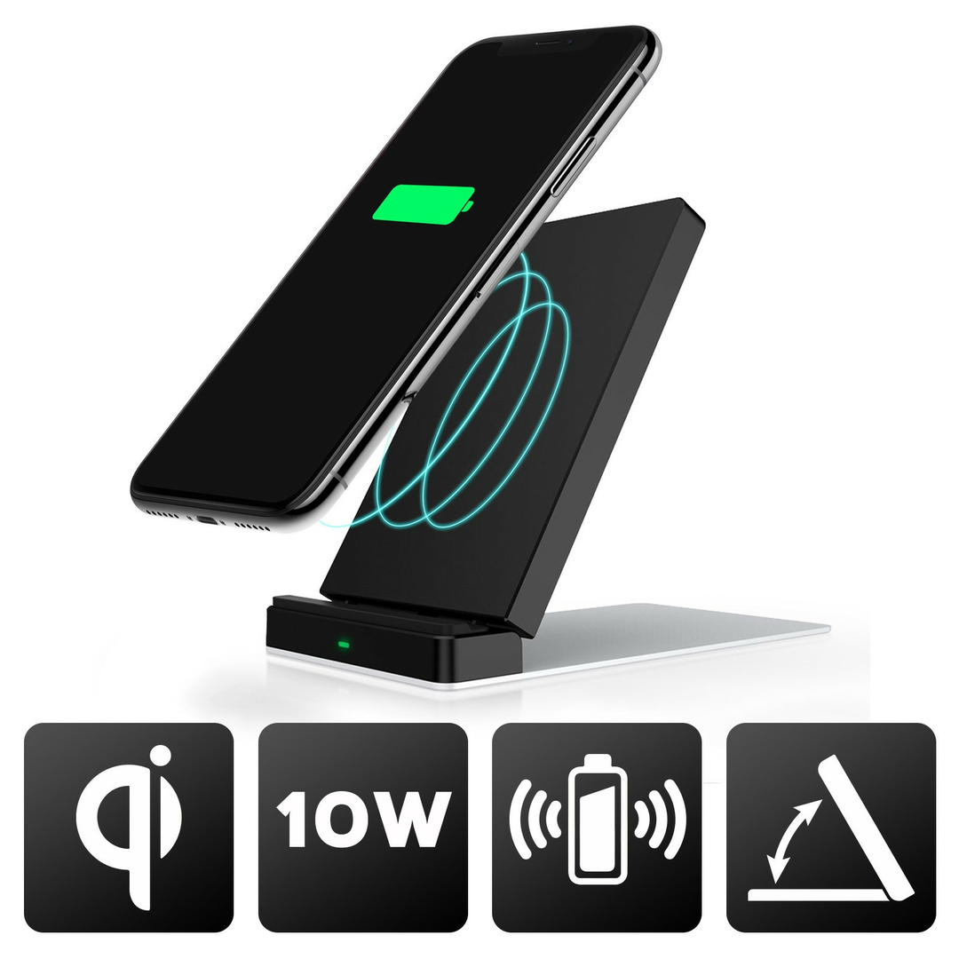 Chargeur rapide sans fil AKASHI Stand 10W Noir - infinytech-reunion