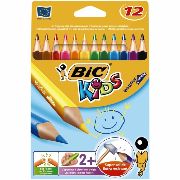 Etui de 12 crayons de couleur BIC Kids Evolution Triangle - infinytech ...