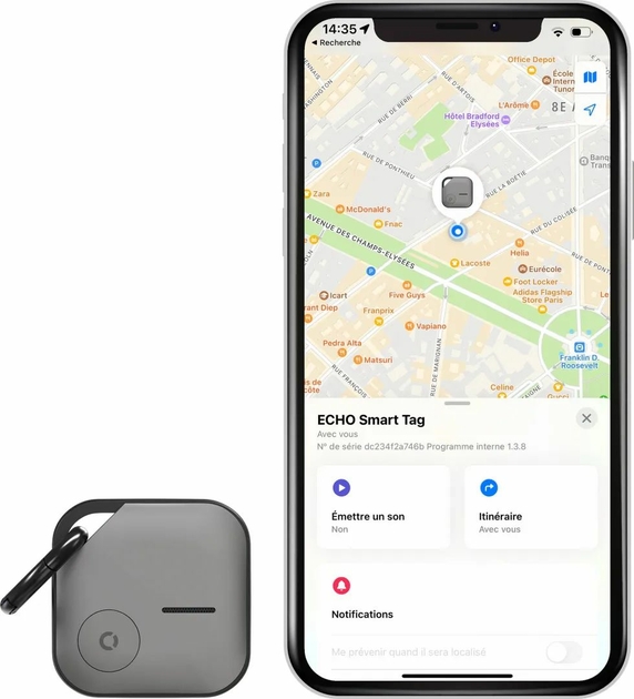 Tracker ECHO Smart Tag Gris - infinytech-reunion