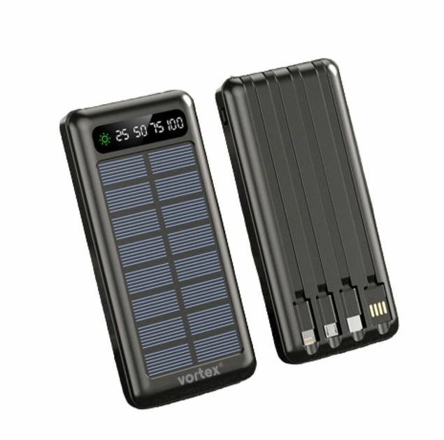 Powerbank solaire VORTEX Solarhub 10000mAh Noire - infinytech-reunion