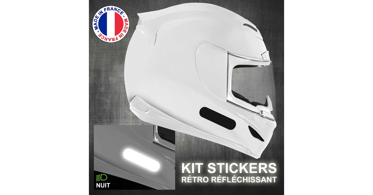 Stickers Reflechissant Noir - 4 Bandes Standard pour Casque Moto