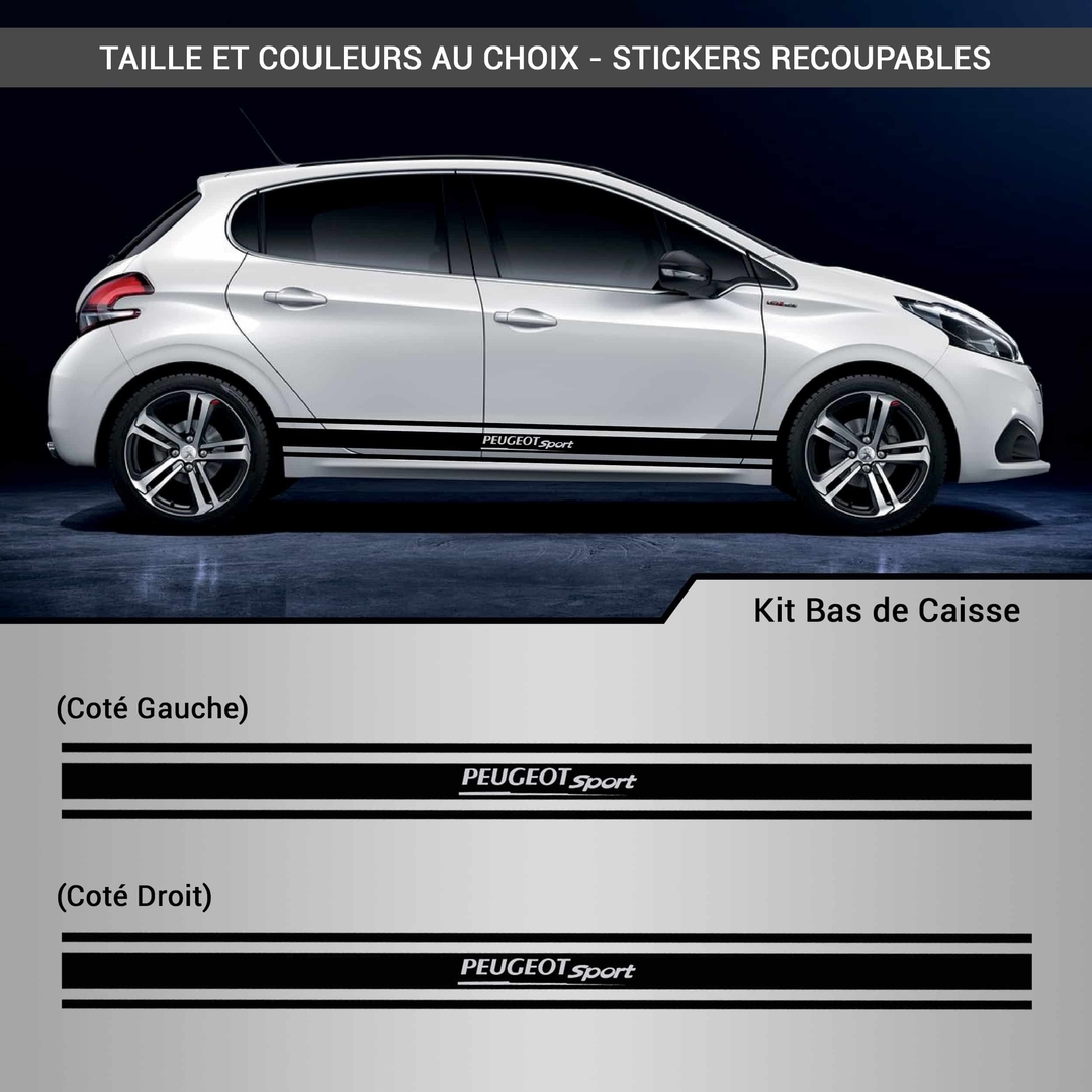 Kit Stickers Bas de Caisse Peugeot Sport Bandes - Déco