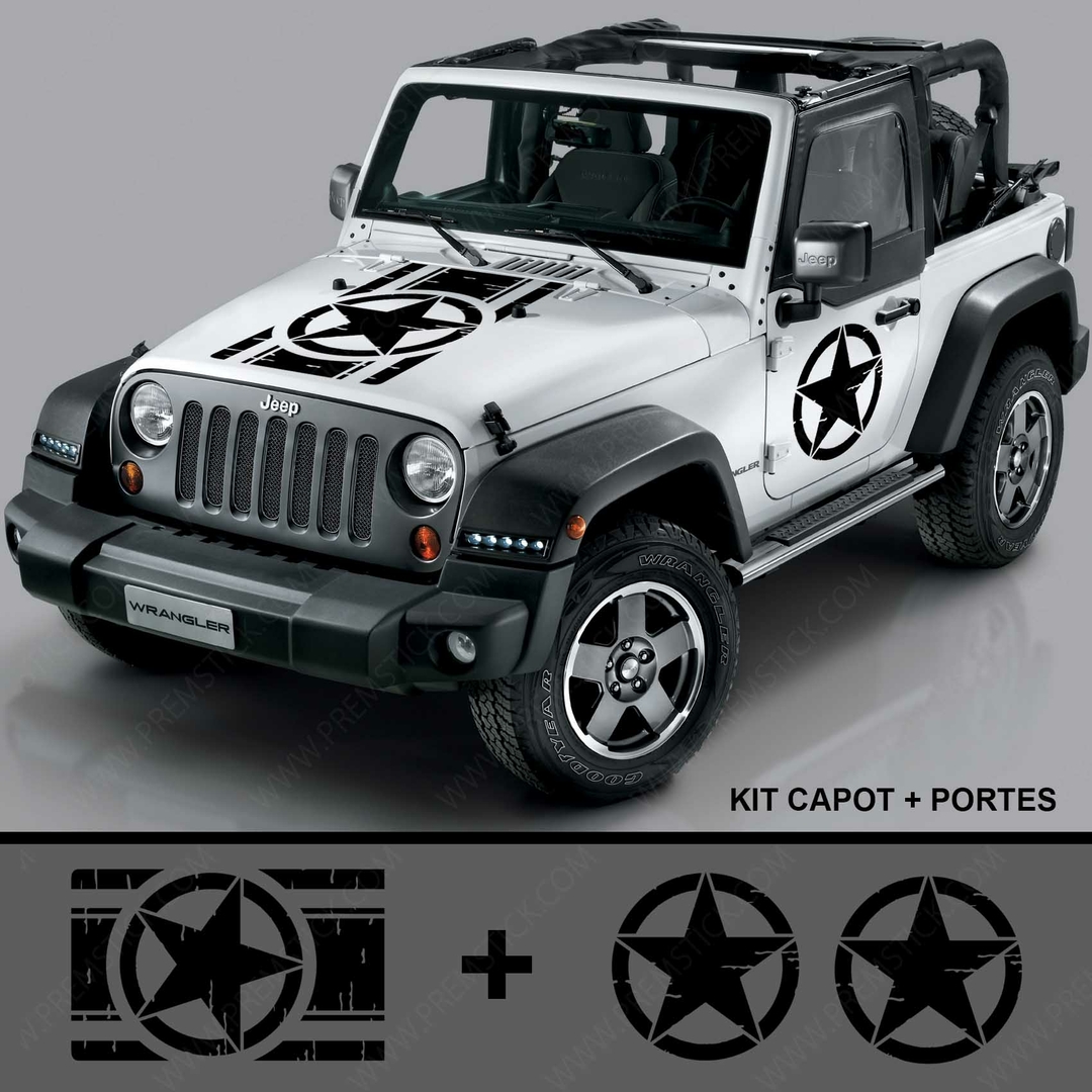 Kit Stickers Jeep Vintage - Autocollant kit 4x4 Jeep Deco