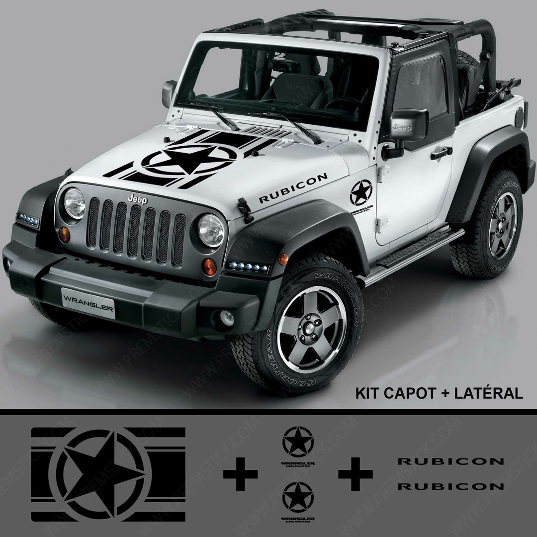 Kit Stickers Jeep Rubicon - Autocollant kit 4x4 Jeep Deco