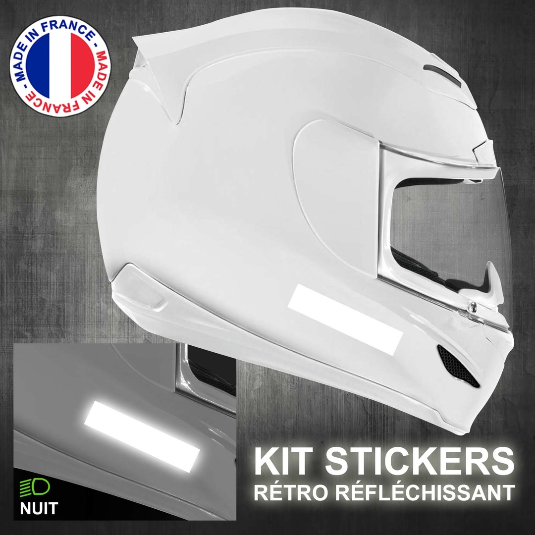 Stickers Reflechissant Blanc - 4 Bandes Rectangle pour Casque Moto