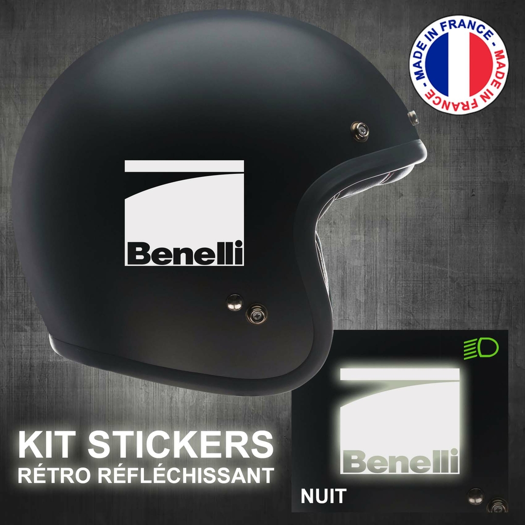 Stickers Benelli carré Rétro Réfléchissant - Autocollant Casque