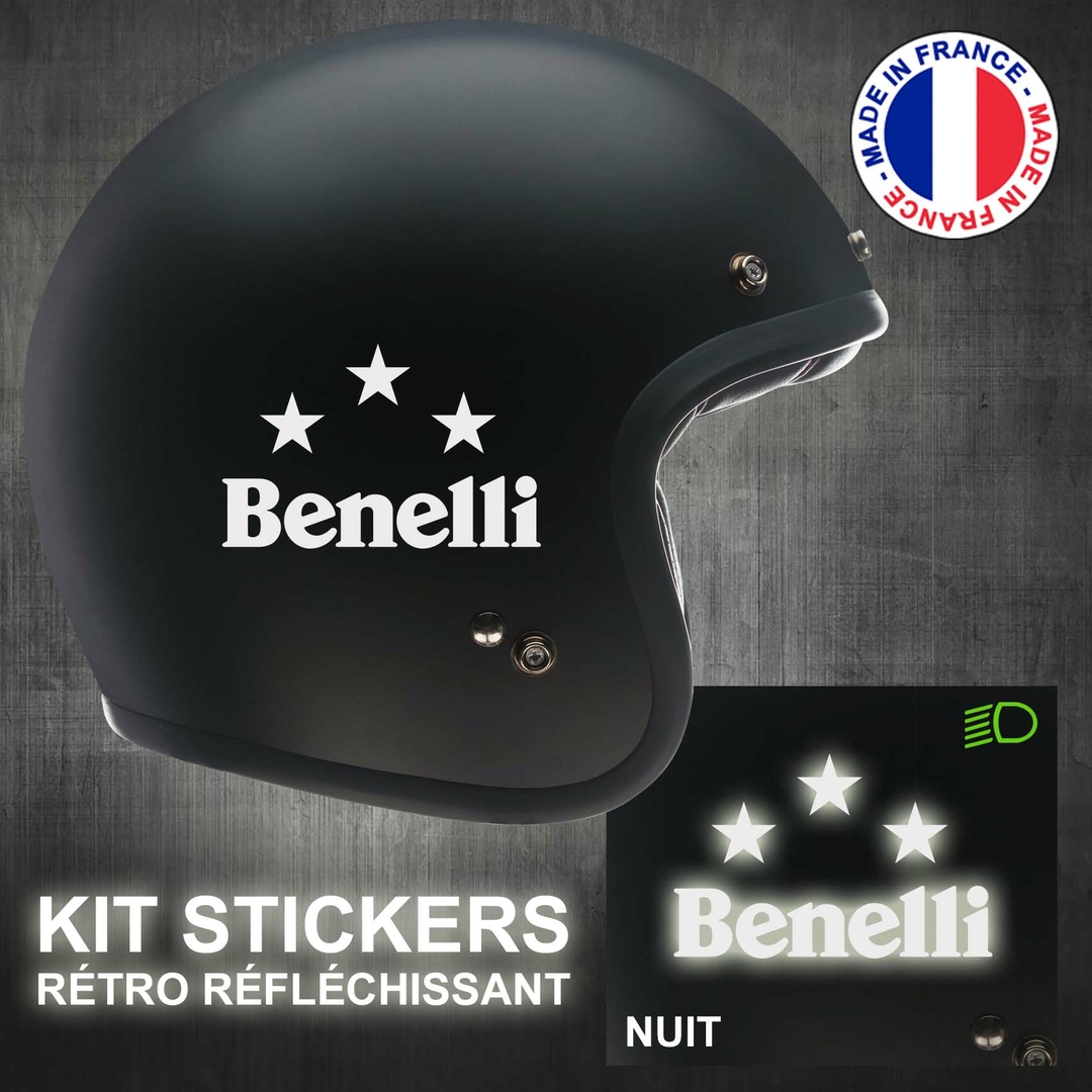Stickers Benelli étoiles Rétro Réfléchissant - Autocollant Casque