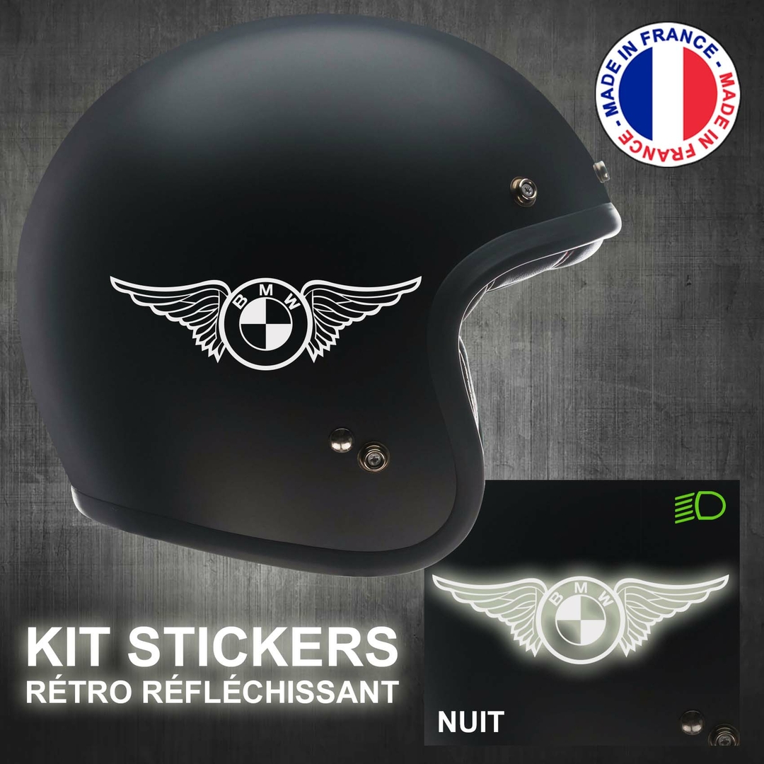Stickers BMW ailes Rétro Réfléchissant - Kit Autocollant Casque