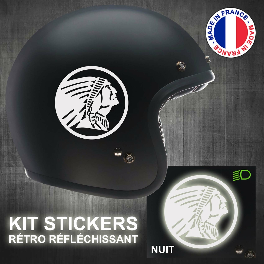 Autocollant Casque Indian Réfléchissant simple - Stickers Moto