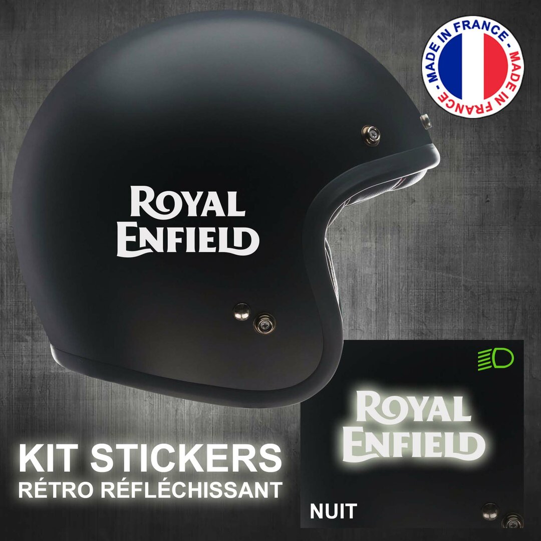 Stickers Royal Enfield Rétro Réfléchissant - Autocollant casque