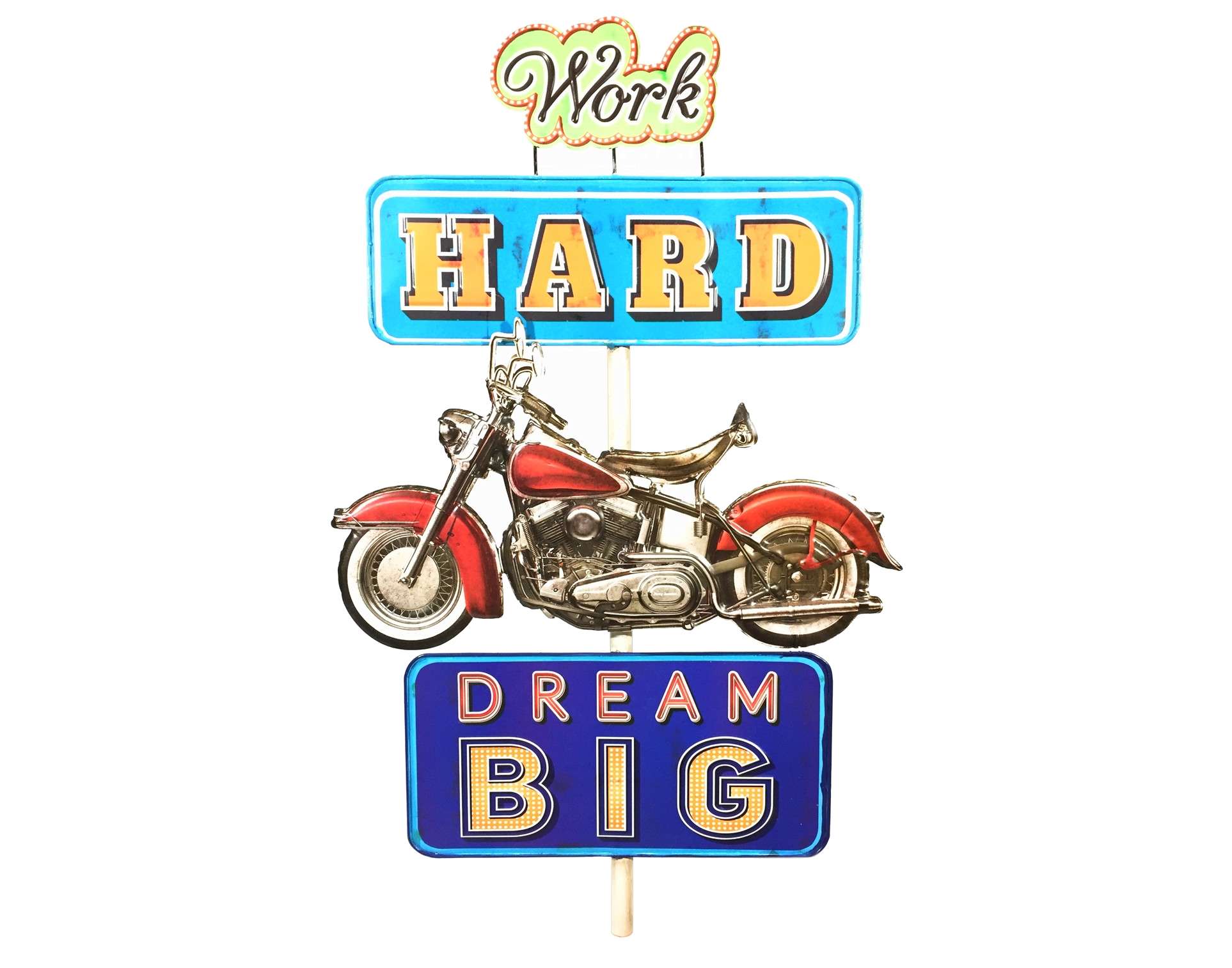 Déco Murale Vintage En Métal Panneau Moto Harley Work Hard Dream
