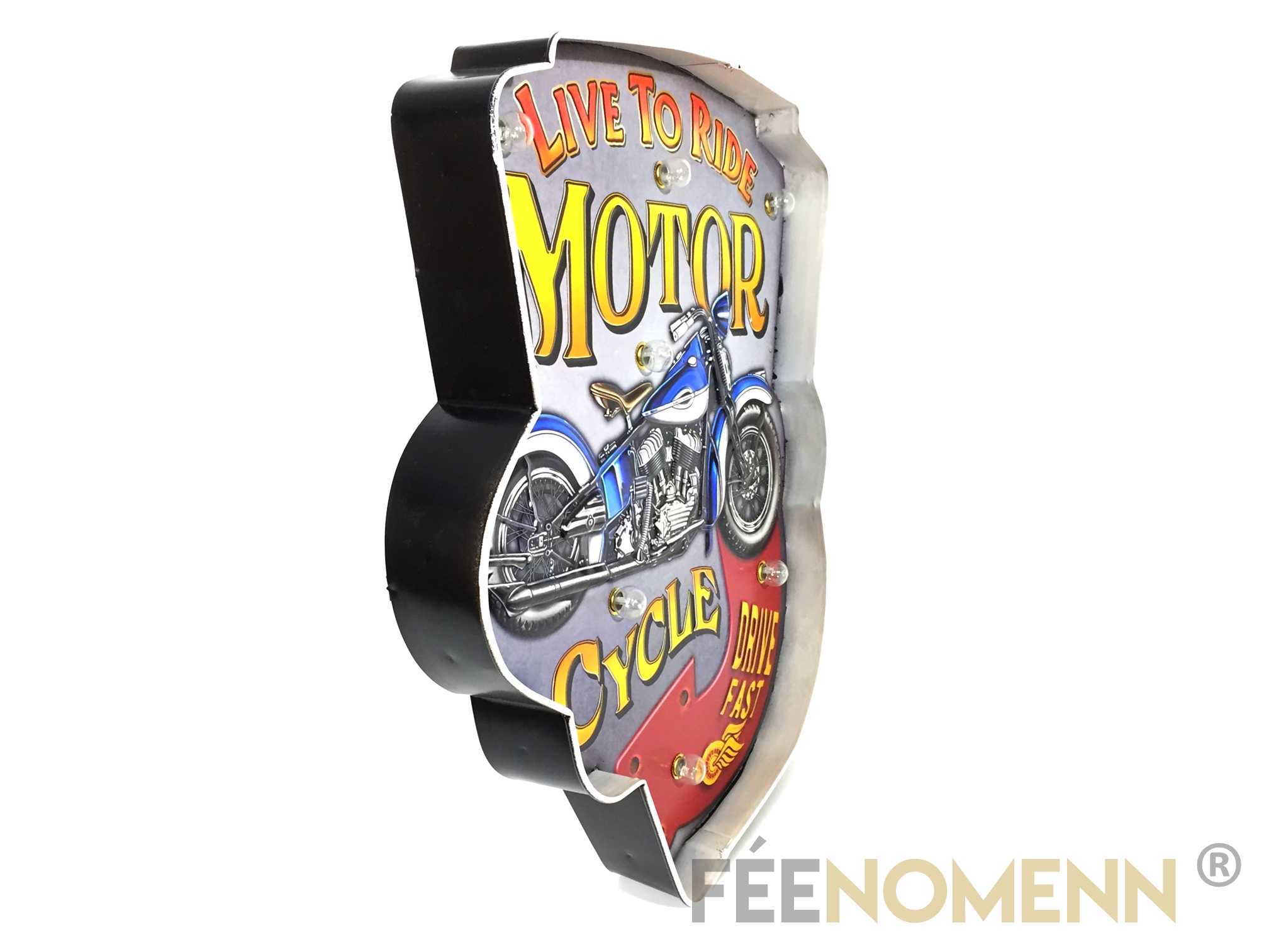 Plaque Métal Lumineuse Led Déco Murale Vintage Moto Harley Live To