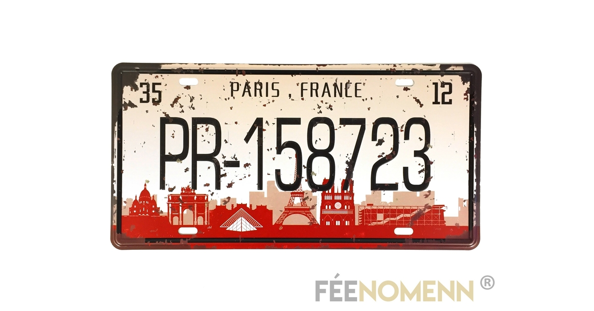 Plaque Métal Immatriculation Vintage - Paris France (15x30cm) - DÉCO ...