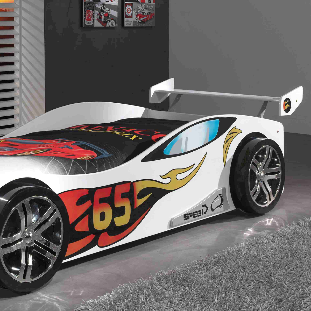 Lit 90x200 Le Mans Sommier inclus Vipack Car beds - Blanc - Lits/Lit ...