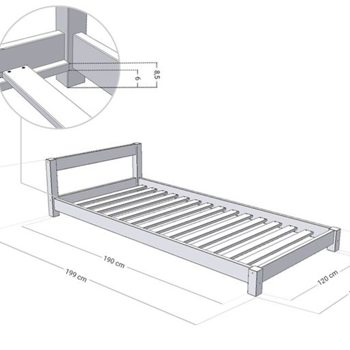 Lit enfant 120x190 Dreamy - Gris - Lits/Lit junior - tendresse de bébé