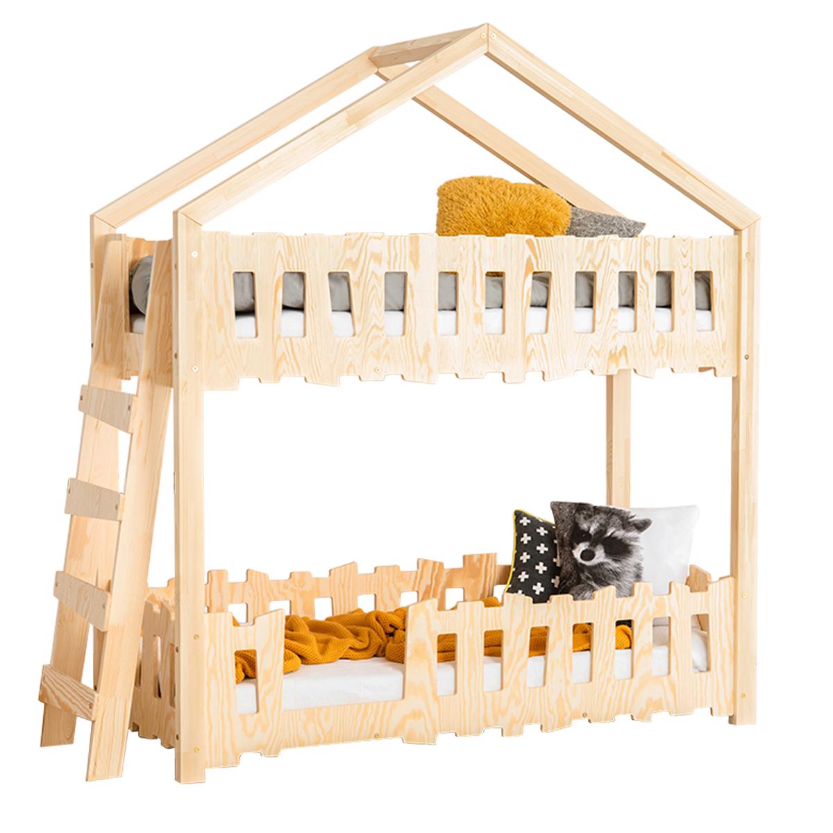 Lit Cabane Superposé 90x200 échelle à Gauche Sommier Inclus Eloïse