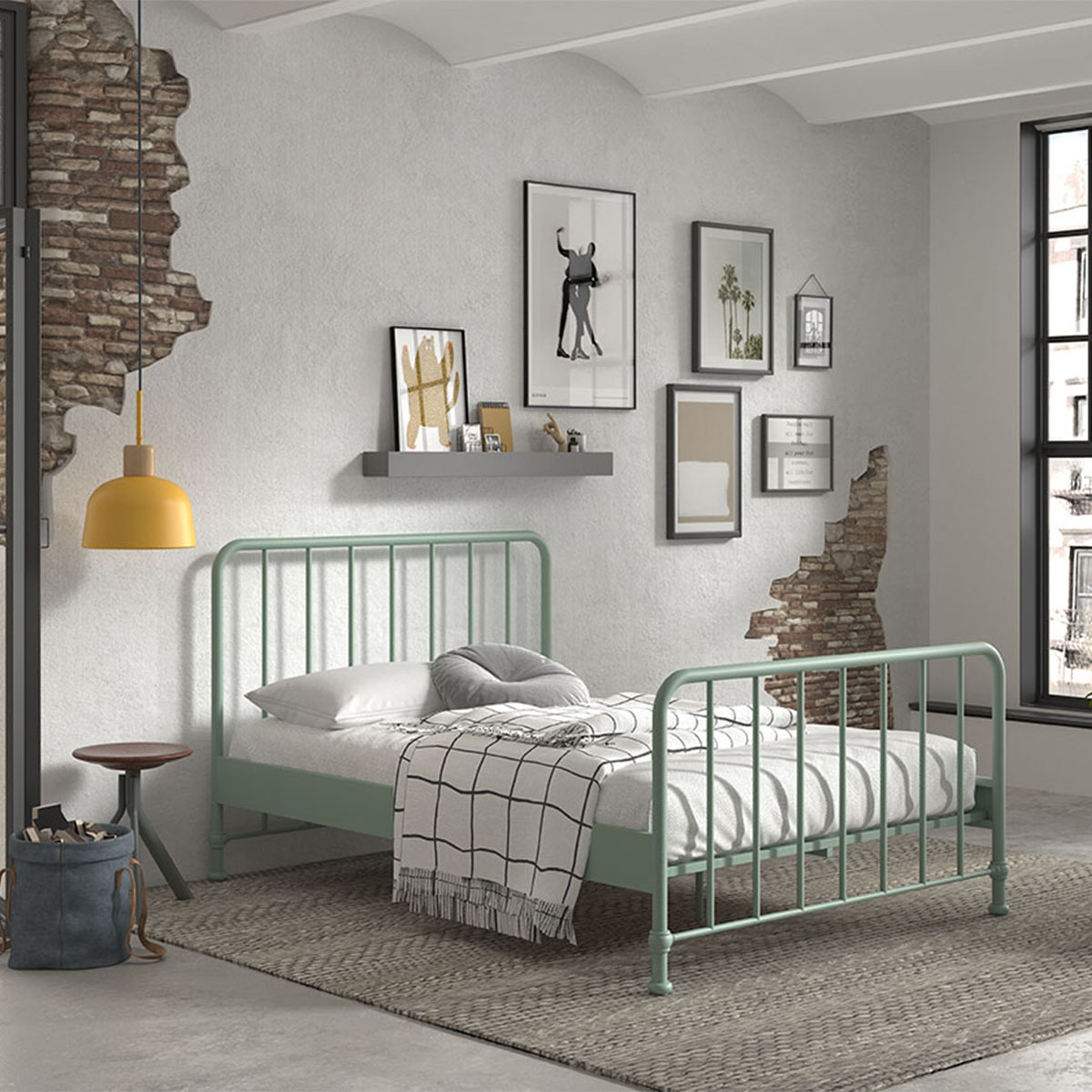 Lit 140x200 sommier inclus Vipack Bronxx - Vert olive mat - Lits/Lit ...