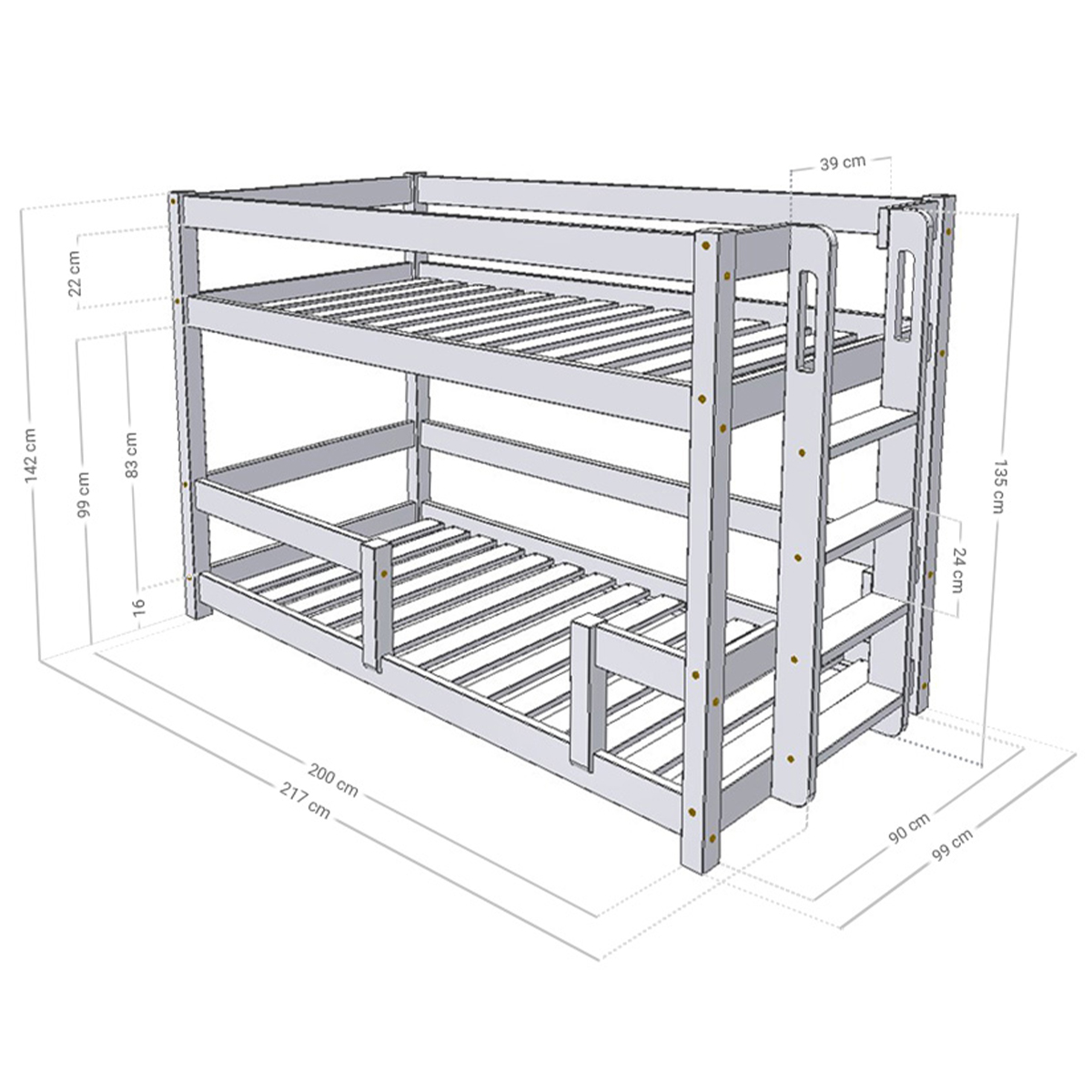 Lit superposé 90x200 sommier inclus Rosy - Blanc - Lits/Lit superposé ...