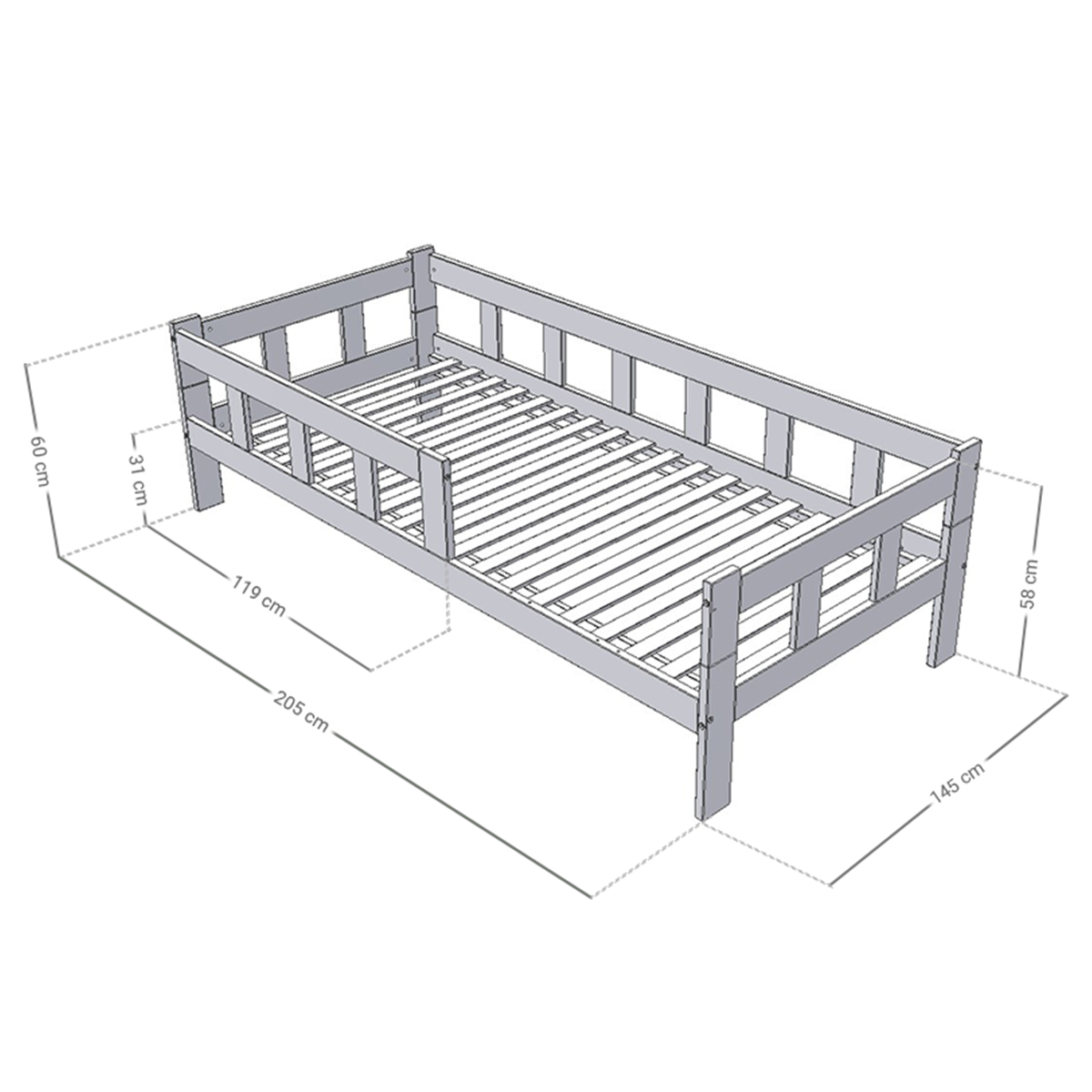 Lit 140x200 sommier et tiroir inclus Fence - Bois - Lits/Lit avec ...