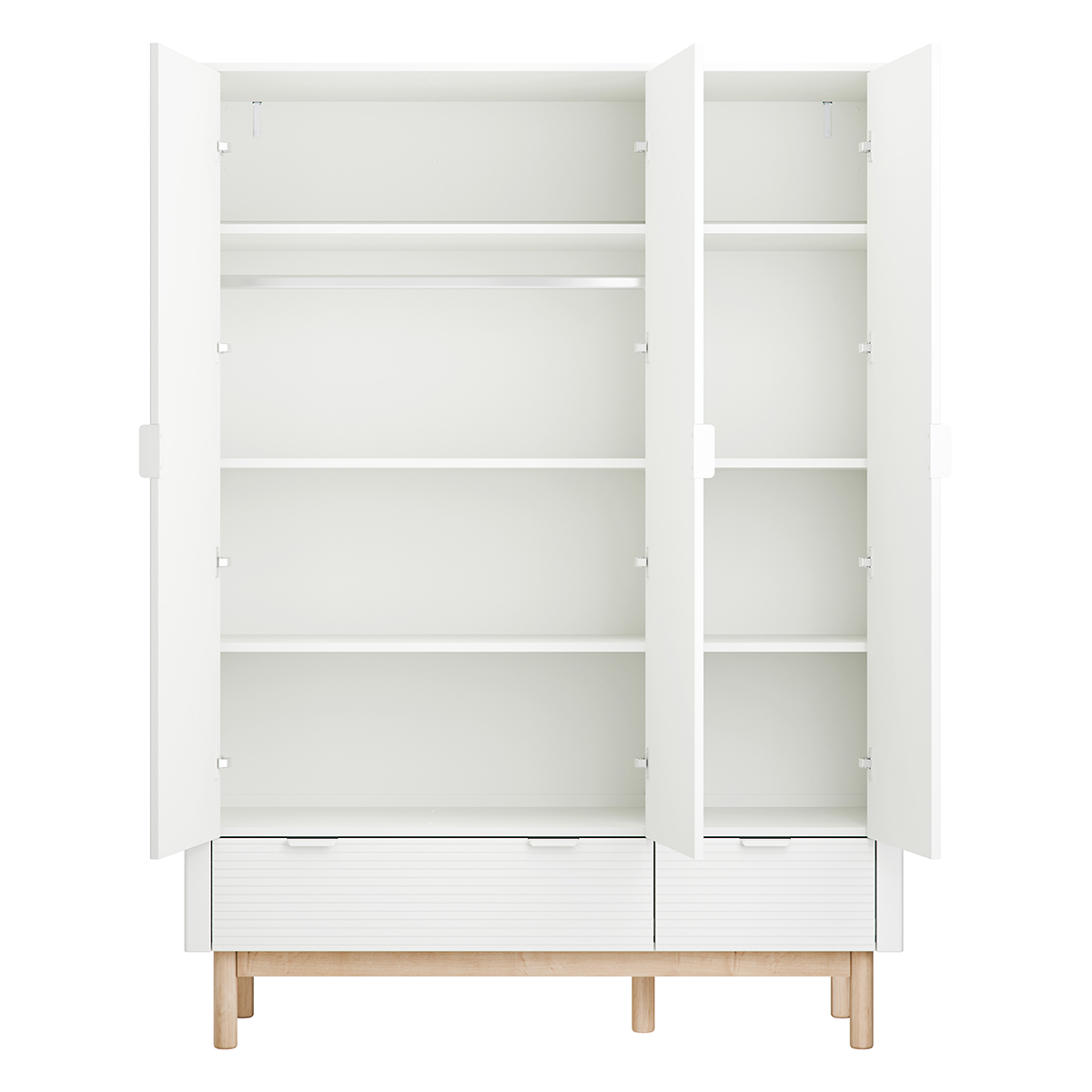 Armoire 3 portes 2 tiroirs Pinio Miloo - Blanc - Rangements/Armoire ...