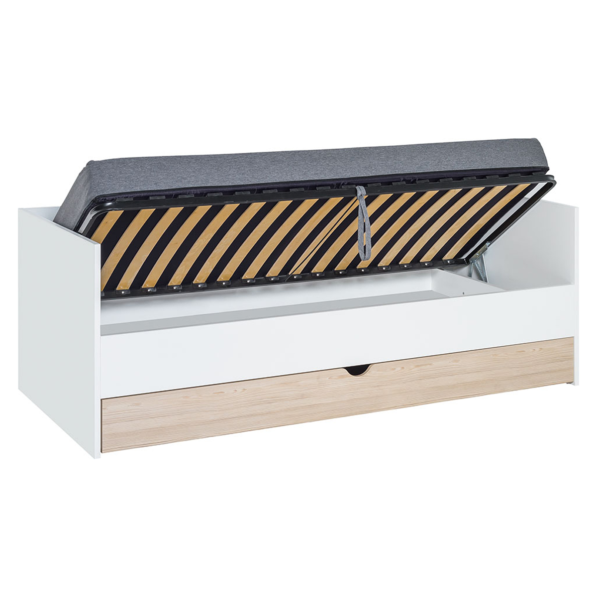Lit gigogne 90x190 tiroir lit Vox Stige - Blanc et bois - Lits/Lit ...