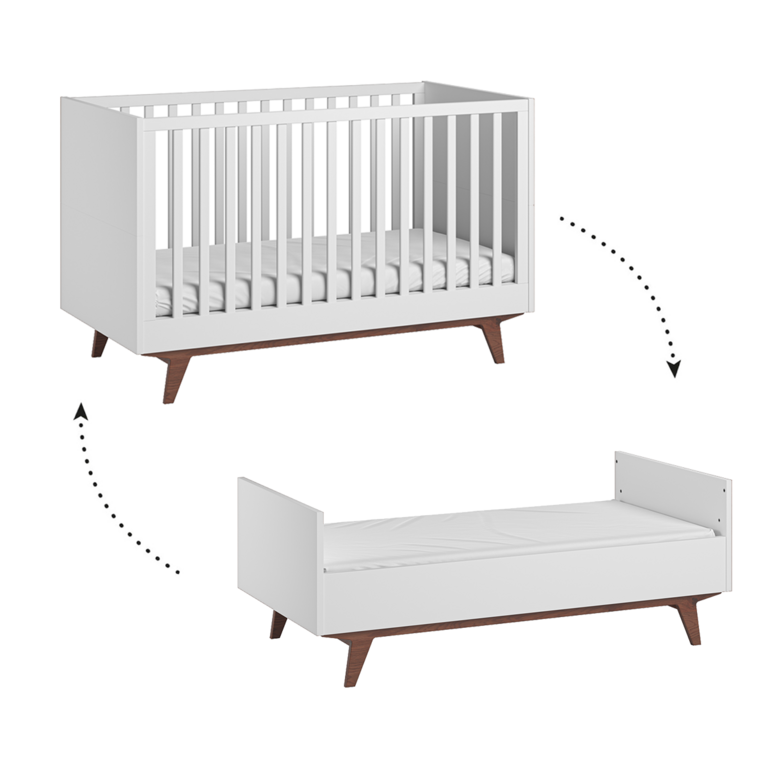 Lit évolutif 70x140 Vox Mid - Blanc et bois - Lits/Lit évolutif ...