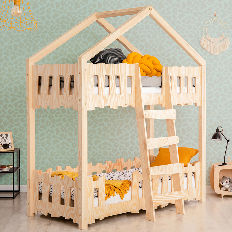 Lit cabane superposé 90x200 sommier inclus Ashley - Bois - Lits cabanes ...