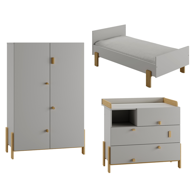 Chambre complète lit évolutif 70x140 commode à langer et armoire 2 ...