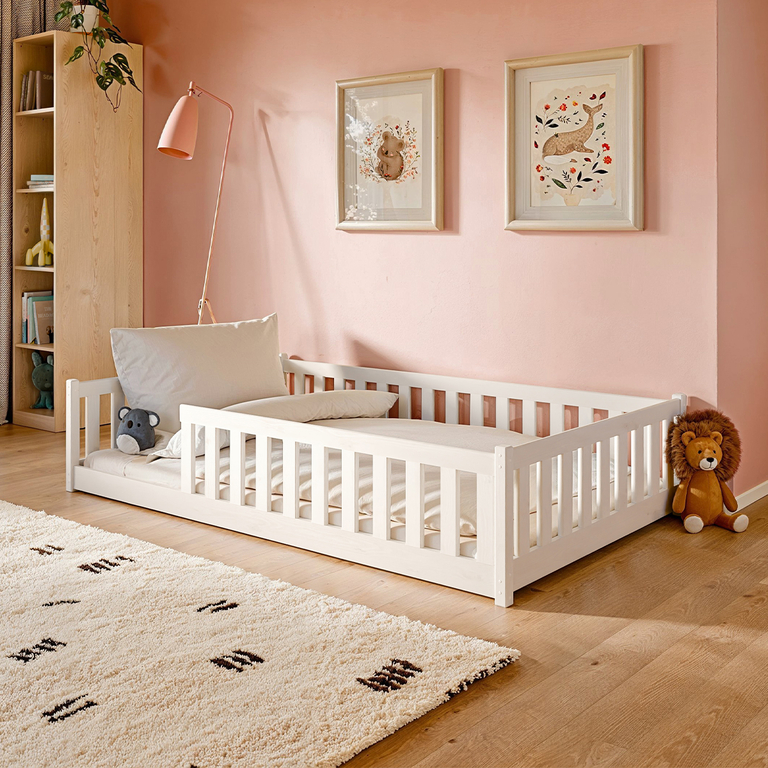 Lit au sol 120x200 sommier inclus Maya - Blanc - Lits/Lit avec ...