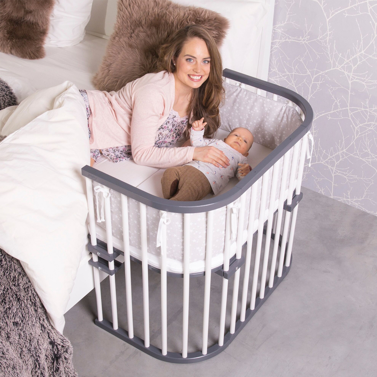 Berceau cododo Babybay Original - Laqué gris ardoise et blanc - Lits ...