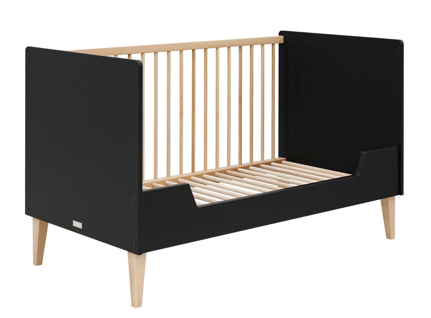 Lit banquette 70x140 Bopita Lena - Noir mat et Bois - Lits/Lit évolutif ...
