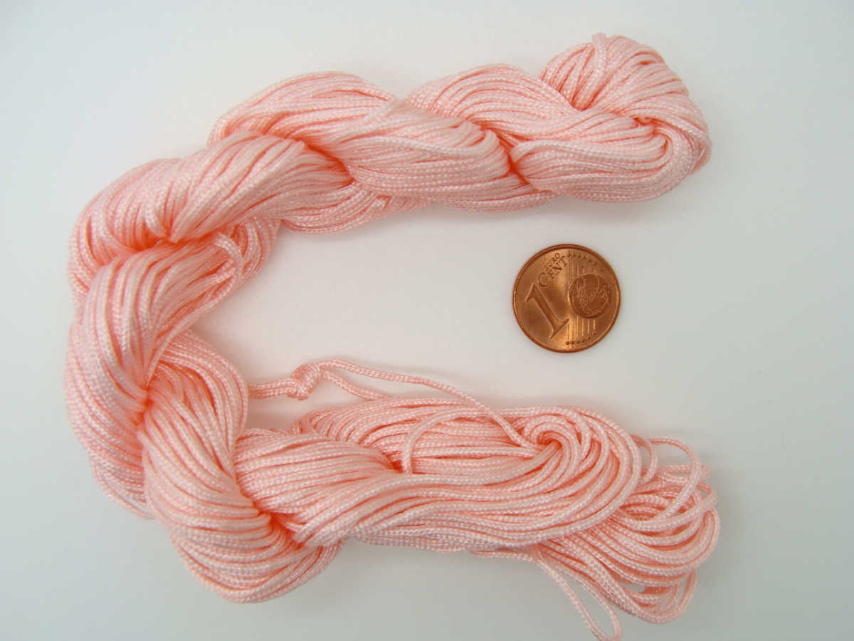 FIL NYLON TRESSE 1mm ROSE PASTEL par 1 Echeveau 25m - Nylon simple ...