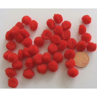 Pompons 10mm environ ROUGE par 70 pièces - Pompons - fondbaie