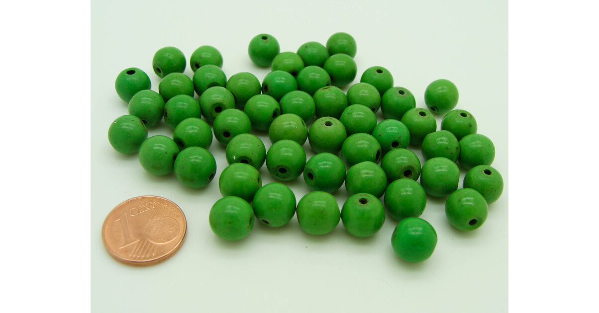 Perles rondes 8mm Vert Pierre Synthétique par 50 pcs - Perles Pierres ...