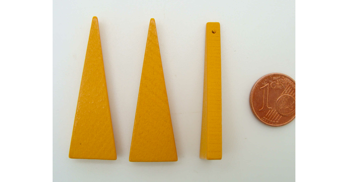Pendentif BOIS Triangle Jaune foncé 40mm support à décorer par 10 pcs ...