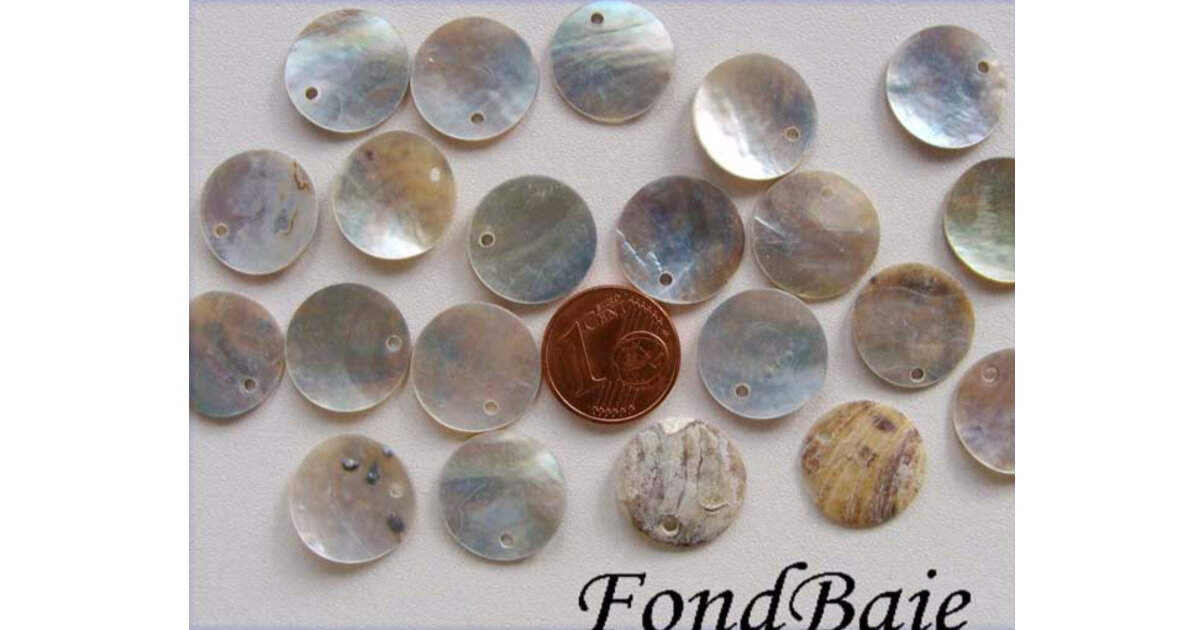 Perles Nacre SEQUINS 13mm NATUREL par 20 pcs - Perles NACRE - fondbaie