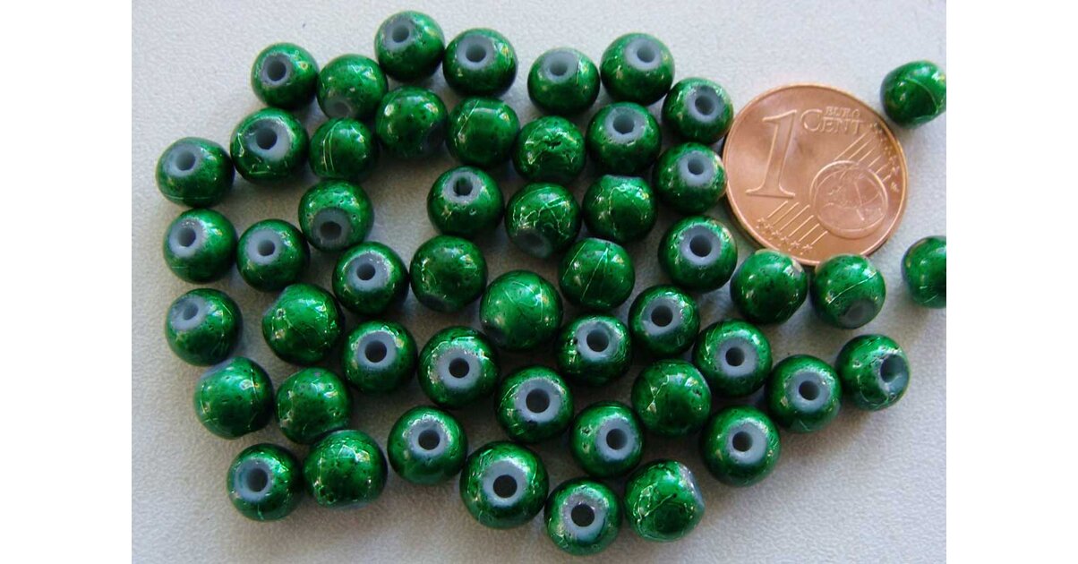 Perles verre RONDES 6mm peint VERT FONCE par 50 pcs - Perles Verre ...