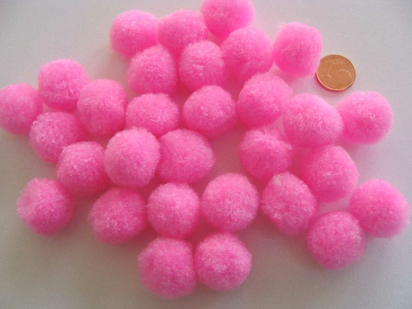 Pompons 20mm environ ROSE par 30 pièces - Pompons - FondBaie