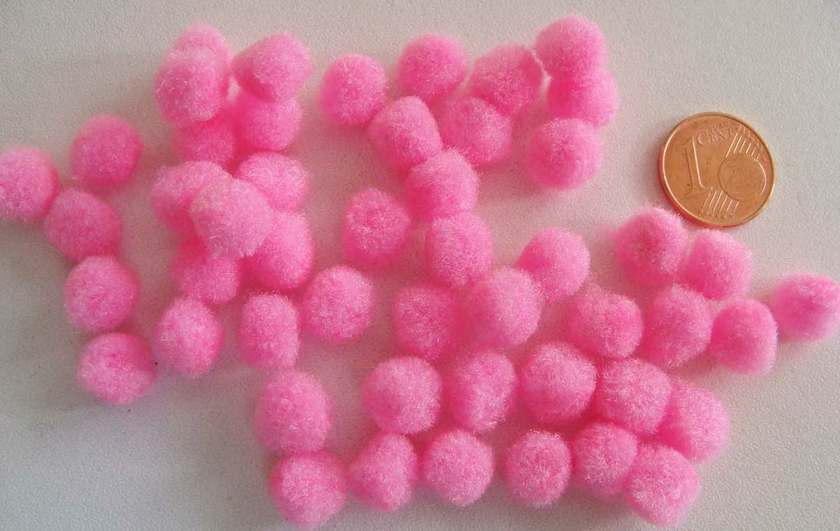 Pompons 10mm environ ROSE par 70 pièces - Pompons - FondBaie