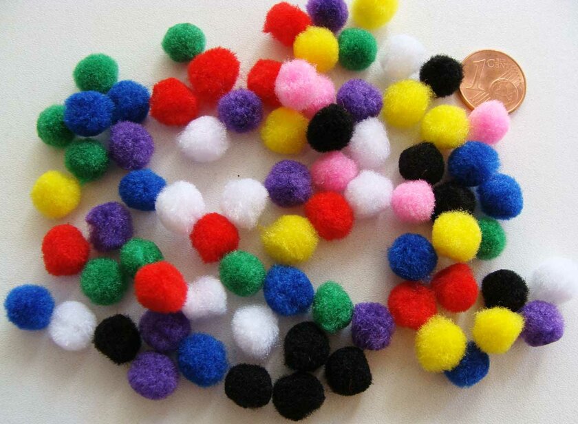Pompons 10mm environ MIX couleurs par 70 pièces - Pompons - FondBaie