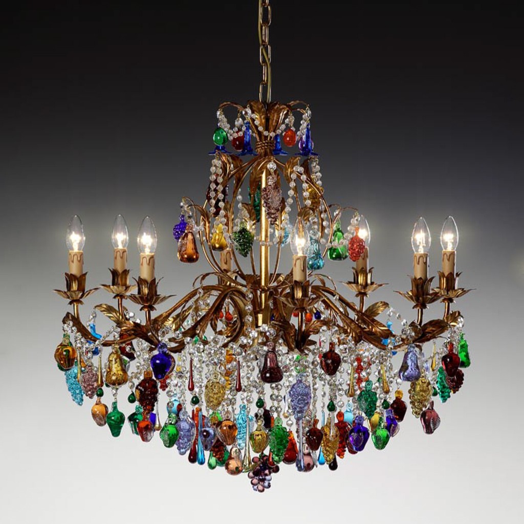 Lustre baroque verre Murano 8 feux Caldoresco - Luminaires Murano