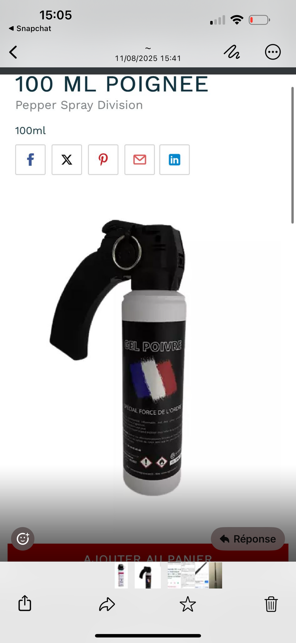 Commande 100 ml + produits de sécurité - Armes de défense en gros ...